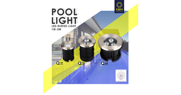 ไฟสระว่ายน้ำ led Pool light 3วัตต์ แสงวอร์มไวท์ รุ่น Buried by KBM ...