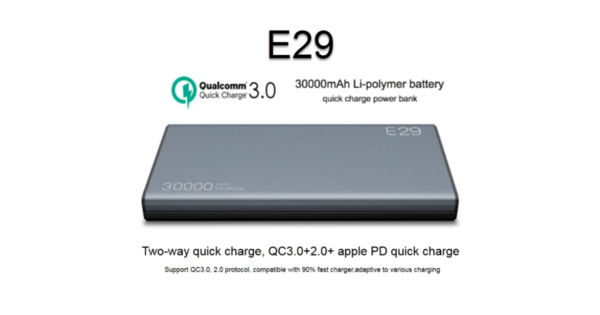 Eloop Powerbank รุ่น E29 30000 mAh สีเทา / Grey แถมซอง สายชาร์จ สินค้า ...